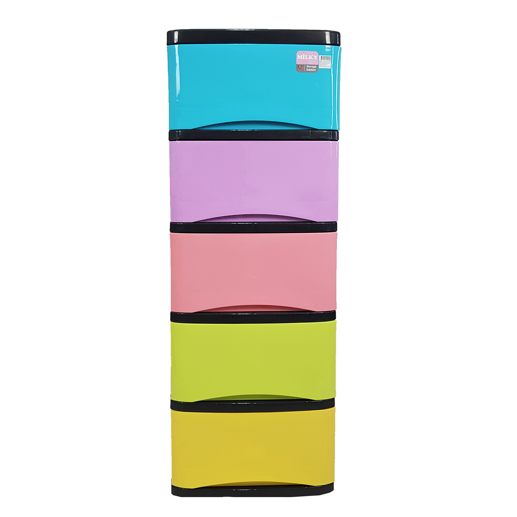 MILKY-BLACK plastic drawer cabinet (5 layers) - UP