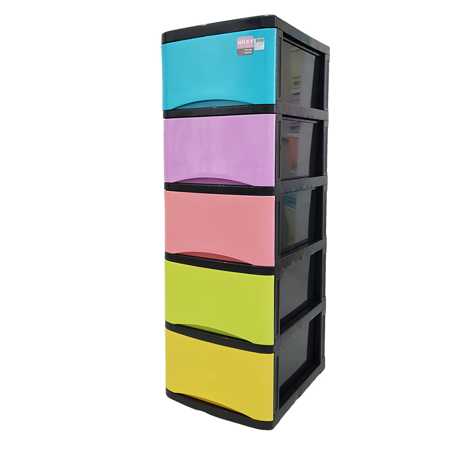 MILKY-BLACK plastic drawer cabinet (5 layers) - UP