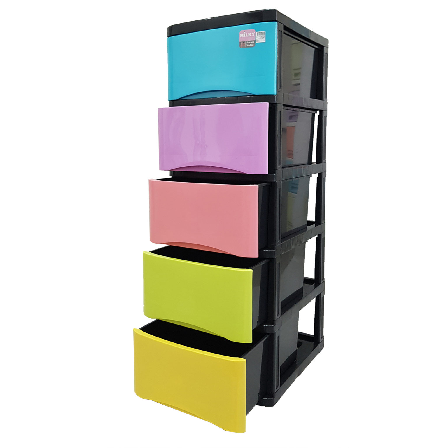 MILKY-BLACK plastic drawer cabinet (5 layers) - UP